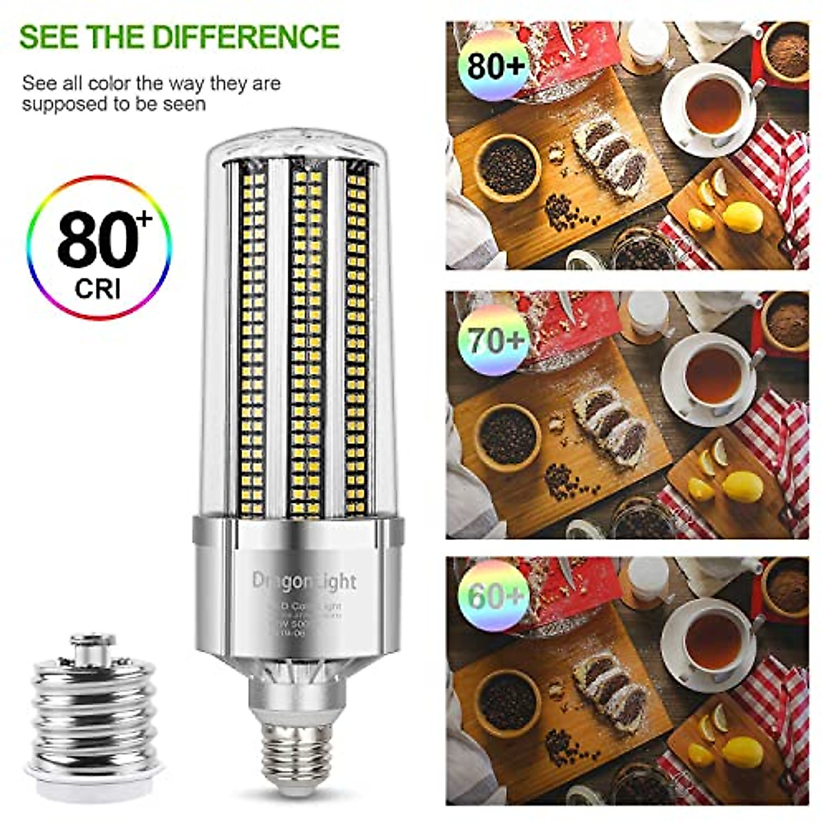 DragonLight 120W Commercial Grade Corn LED Light Bulb(400 Watt Metal Halide/HID/HPS Replacement) E26/E39 Large Mogul Base LED Lamp 5000K Daylight 14,400LM for High Bay Area Lighting