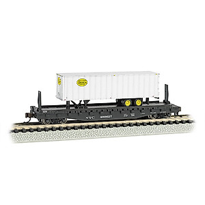 Bachmann 52'6" Flat Car with 35' Ribbed Piggyback Trailer - NYC with NYC TRAILER - N Scale