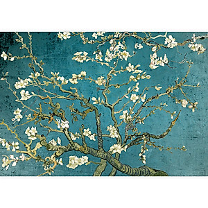 wall26 - Vibrant Teal Gradient Almond Blossom by Vincent Van Gogh - Wall Mural, Removable Sticker, Home Decor - 100x144 inches