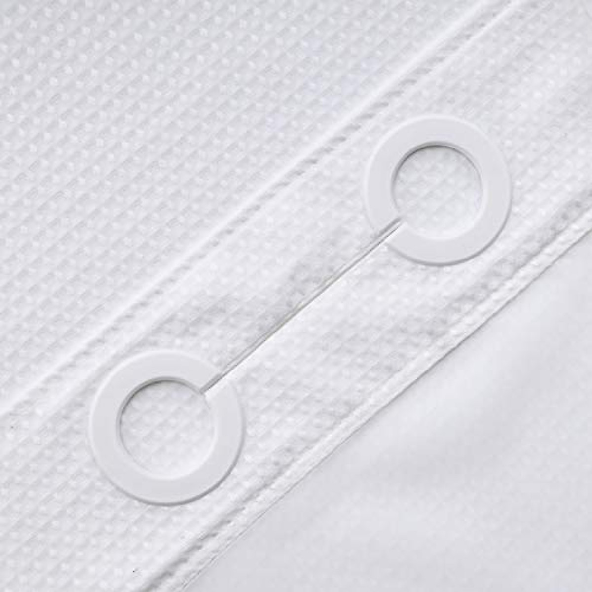 No Hooks Required Waffle Weave Shower Curtain with Snap in Liner - 71W x 74H,Hotel Grade,Spa Like Bath Curtain,White