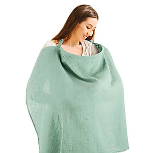 CORATED Nursing Cover for Baby Breastfeeding, Muslin Breathable Breastfeeding Cover Essentials with Rigid Hoop, Multi-use Adjustable Privacy Nursing Apron Cover