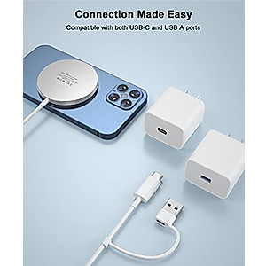 Basesailor Magnetic Wireless Charger with USB C Adapter,Portable Travel Cordless Qi Fast Charging Pad for MagSafe,iPhone 13 12 11 14 Pro Max Mini,SE XR XS,AirPods,Samsung Galaxy S23 S22 Z Fold Flip