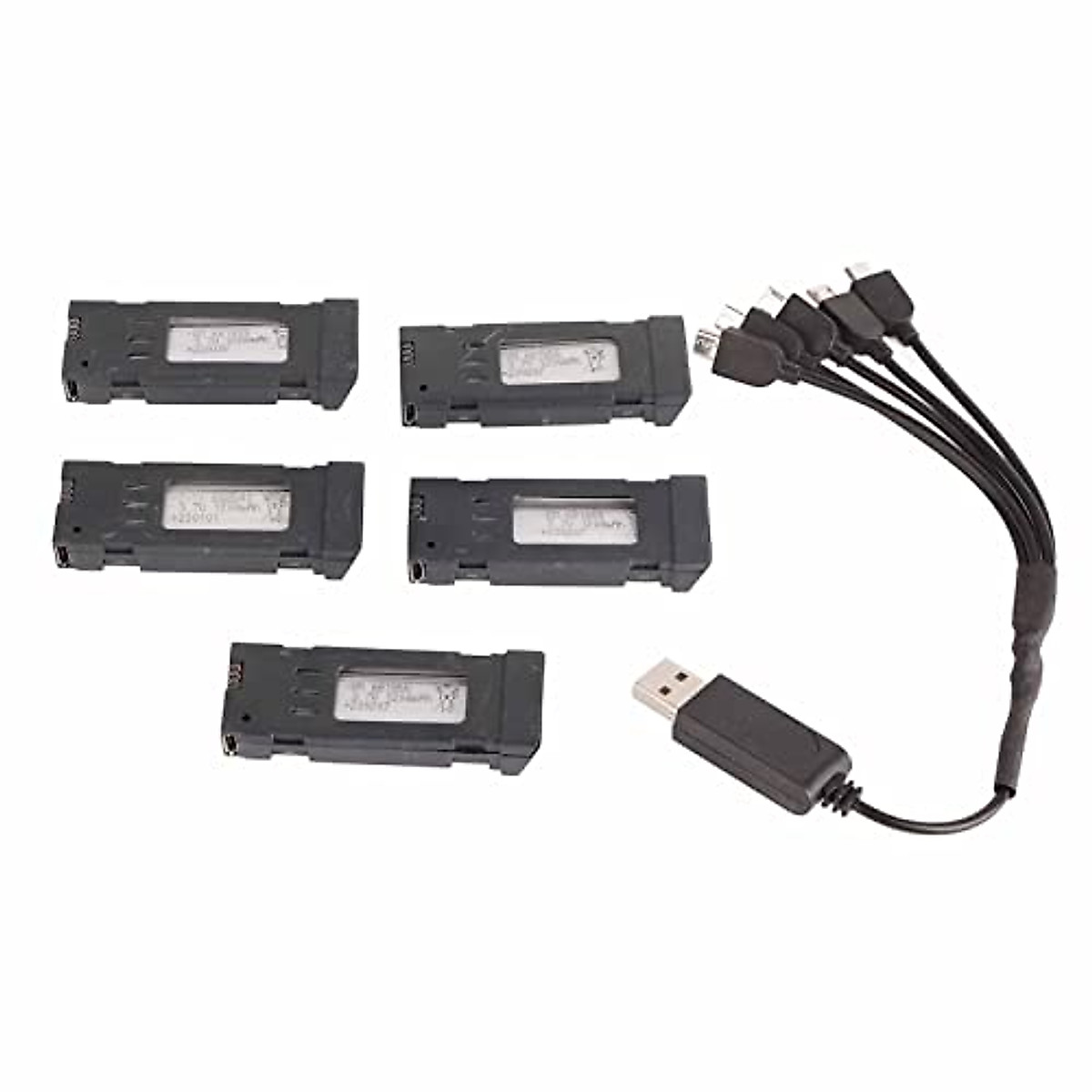 UPQRSG 5PCS 3.7V 1200Mah Lithium Battery for E58 L800 JY019 Quadcopter Spare Parts, Portable Drone Battery with 5 in 1 Charger Cable, RC Quadcopter Spare Part