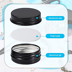 Patelai 64 Pieces Lip Balm Tin Containers Screw Top Round Tin Cans Aluminum Jar with Screw Lid, Empty Bottle Travel Cosmetic Sample Container for DIY(0.5 oz,Matte Black,)