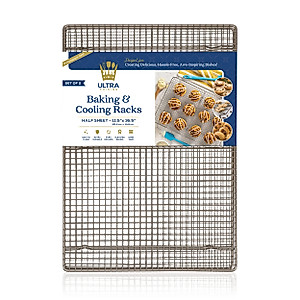 Half Sheet Cooling Rack Set of 2 by Ultra Cuisine - Wire Rack Baking Sheet - Oven Rack Grill - Wire Baking Rack - Sheet Pan Roasting Rack - Cooling Racks for Baking - Cooling Racks Champagne 12" x 17"
