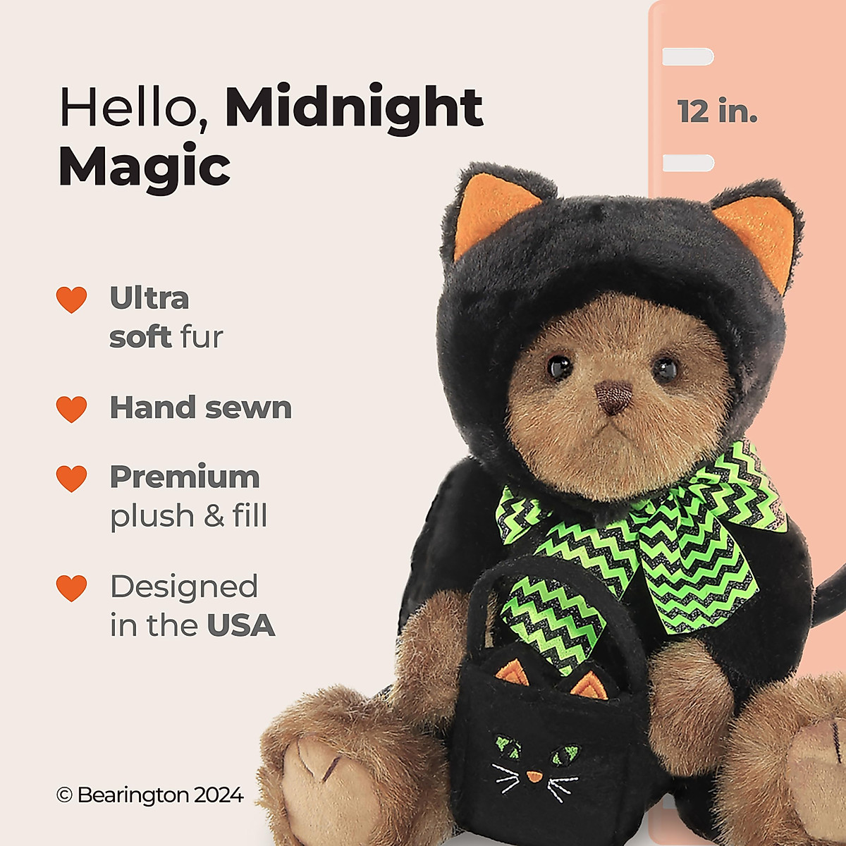 Bearington Collection Swoop Ghost Plush, 7 Inch Halloween Toys