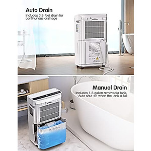 Dehumidifiers for Home and Basement, Grelife 4,500 Sq. Ft 50 Pint Dehumidifier with Drain Hose, 3 Modes, Child Lock, 24H Timer,Defrost,Dry clothes,Easy-to-clean filter,for Large Room, Bedroom,bathroom