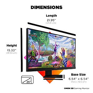 OMEN 25i Gaming Monitor, 1080p IPS FHD Display 165Hz with 1ms VESA HDR 400, NVIDIA G-SYNC Compatible, AMD FreeSync Premium Pro, VESA Mounting, Console Compatible, Eyesafe Screen (Renewed), Black