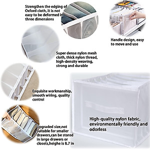 Wardrobe Clothes Organizer for Jeans Upgrade Style Thicker and Bigger,Sweater Organizer for Closet 7-9 Grids with Handle,Clothes Organizer for Folded Clothes (Grey)