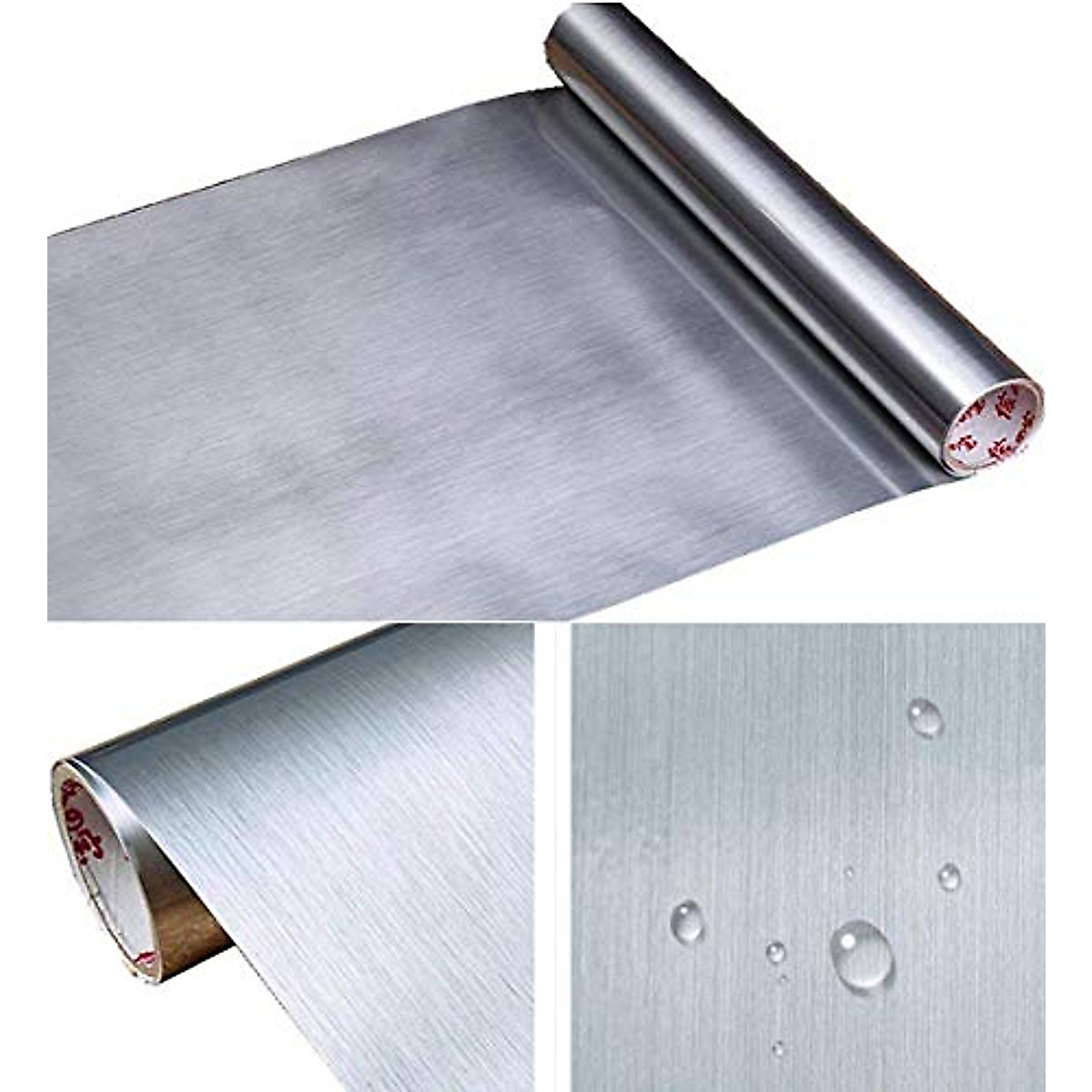 UPREDO Metal Look Stainless Steel Vinyl Metallic Adhesive Paper Shelf Liner Film Kitchen Refrigerator Dishwasher Oven Sticker 15.8in by 79in