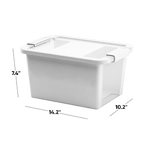 Curver Set of 3 Small VersaBox Plastic Organization and Storage Box with Secure Latching Lid, White