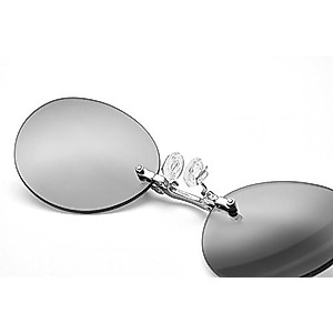 PLOPLO Polarized 5.9 g Only Retro Round Clip On Nose glasses Matrix Morpheus Movie rimless sunglasses men (Black, Gray)