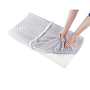 Baby Changing Pad Cover, Super Soft Minky Dot Diaper Changing Table Covers for Baby Girls and Boys, Ultra Comfortable, Safe for Babies, Fit 32"/34'' x 16" Pad (Gray)