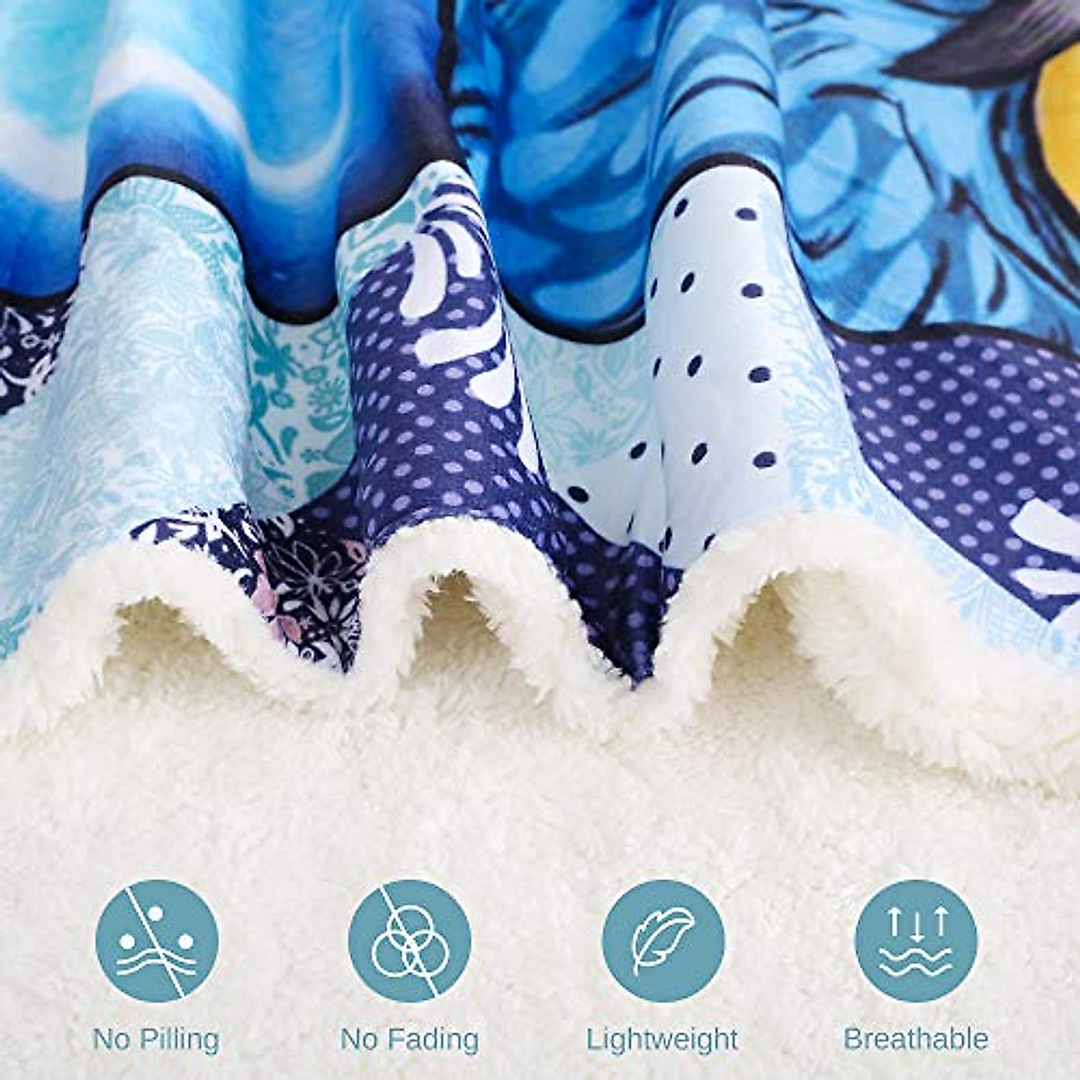 YunTu Owl Blanket Owl Gifts for Owl Lovers Women Owl Gifts for Girls Super Soft Sherpa Owl Throw Blankets 50x60 (Blue)