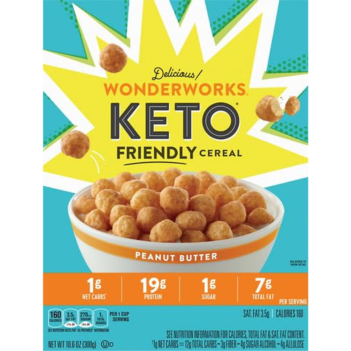 Peanut Butter Wonderworks Keto Friendly Breakfast Cereal, Keto Friendly Snack, 1g sugar, 10.6 oz