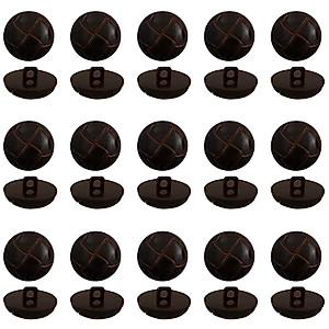 XGNG 50PCS Brown Football Pattern Imitation Leather Style Plastic Shank Buttons Craft Plastic Buttons Round Black Plastic Imitation Leather Buttons Set for DIY Sewing Embellishment Sport Coat