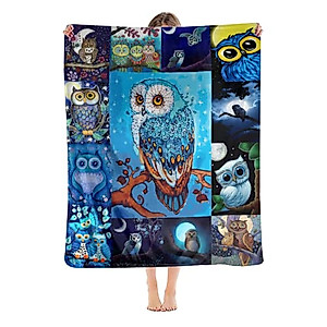Owl Throw Blanket for Couch Sofa Bed Throw Blanket, Soft Plush Blanket Super Cozy and Comfy for All Seasons 50"X40" Inches