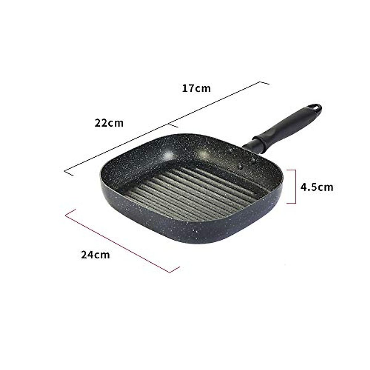 SDGH Aluminum Non Stick Square Grill Pan Steak Fry Pans Multi Function Snowflake Striped Frying Pan