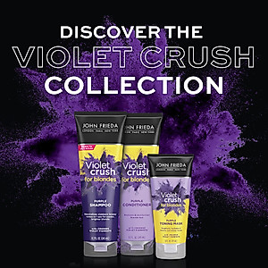 John Frieda Violet Crush Purple Conditioner, Purple Conditioner for Blonde Hair, Crushed Violet Pigments Neutralize Brassy Tones for Cooler, Brighter Blonde, 8.3 Oz