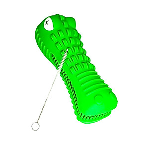 SINCREX USA Dog Toothbrush Dental Chew Crocodile Dog Toy, Teeth Cleaning, Teething Aid, The Best Indestructible Dog Toy for Aggressive Chewers, Dog Chew Toy for Medium to Large Dogs (Green)