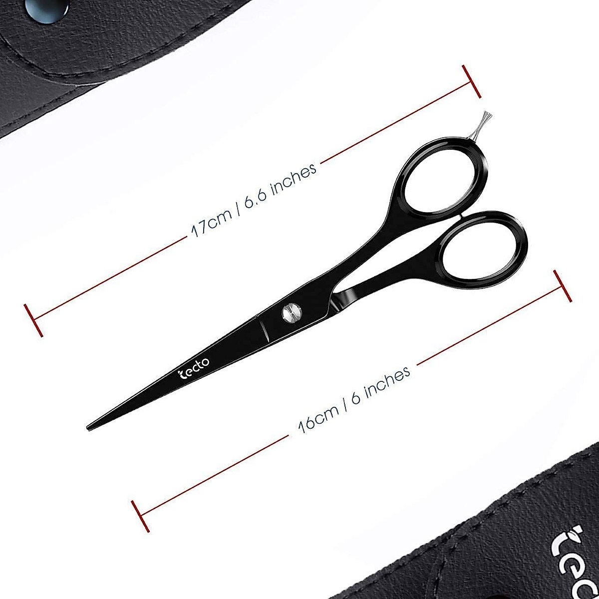 Tecto Barber Scissors, Professional 6.6 inches Stainless Steel Hair Cutting Scissors, Extra Sharp Hair Cutting Scissors For Men/Women with free leather case.