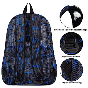 Bluboon Mesh Backpack Girls Kid Semi-Transparent School Bookbags See-through Lightweight Waterproof Casual Daypack for Beach Gym Travel
