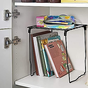 Tilami Stackable School Locker Shelf, 2 pc Steel Locker Organziers for School Locker, Office Locker Accessories, Fits for 12" Width Locker(Blue & Black)