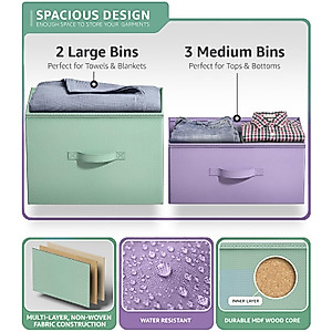 Sorbus Kids Dresser with 5 Drawers - Storage Chest Organizer Unit with Steel Frame, Wood Top & Handles, Tie-dye Fabric Bins for Clothes - Wide Furniture for Bedroom Hallway Kids Room Nursery & Closet