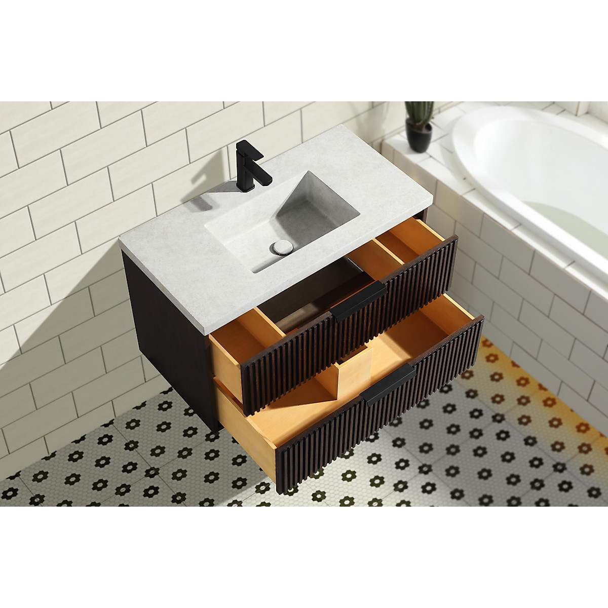 ARI KITCHEN & BATH San Diego 36" Floating Bathroom Vanity Walnut