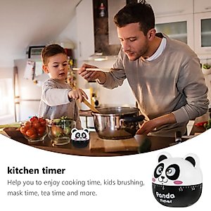 Panda Mechanical Kitchen Timer, Panda Mechanical Timer Cute Panda Timer for Kids, 60 Minutes Manual Countdown Timer Home, Study and Work Timer Reminder Cooking Animal Cooking Timer (Black)