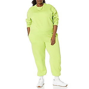 Amazon Essentials Women's Crop Drop Shoulder Sweatshirt (Available in Plus Size), Lime Green, Medium