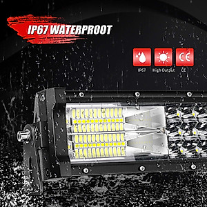 LED Light Bar AUSI 50" Curved 684W Triple Row Light Bars + 2PCS 4in 60W LED Pods Off Road Driving Fog Lights with Rocker Switch Wiring Harness Kit for Trucks Polaris ATV SUV Boat Lighting