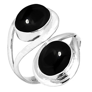 JEWELOPORIUM 925 Silver Ring for Women Size 10 Natural Black Onyx Gemstone Vintage Silver Ring Easter Gift Solitaire Jewelry