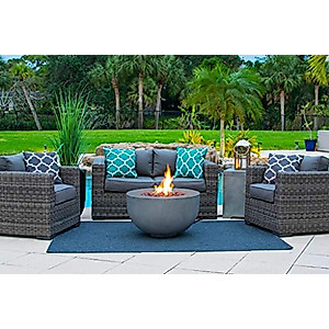 AKOYA Outdoor Essentials 30" Fiber Concrete Outdoor Propane Gas Fire Pit Table Bowl in Gray