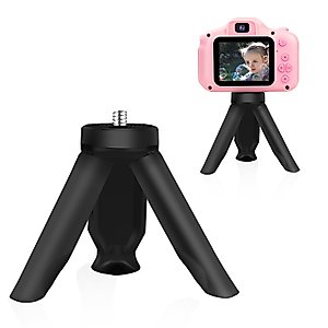 PROGRACE Mini Tripod for Kids Waterproof Camera Dual Selfie Kids Digital Camera Flexible Tripod Action Camera Grip Stability Lightweight Tripod