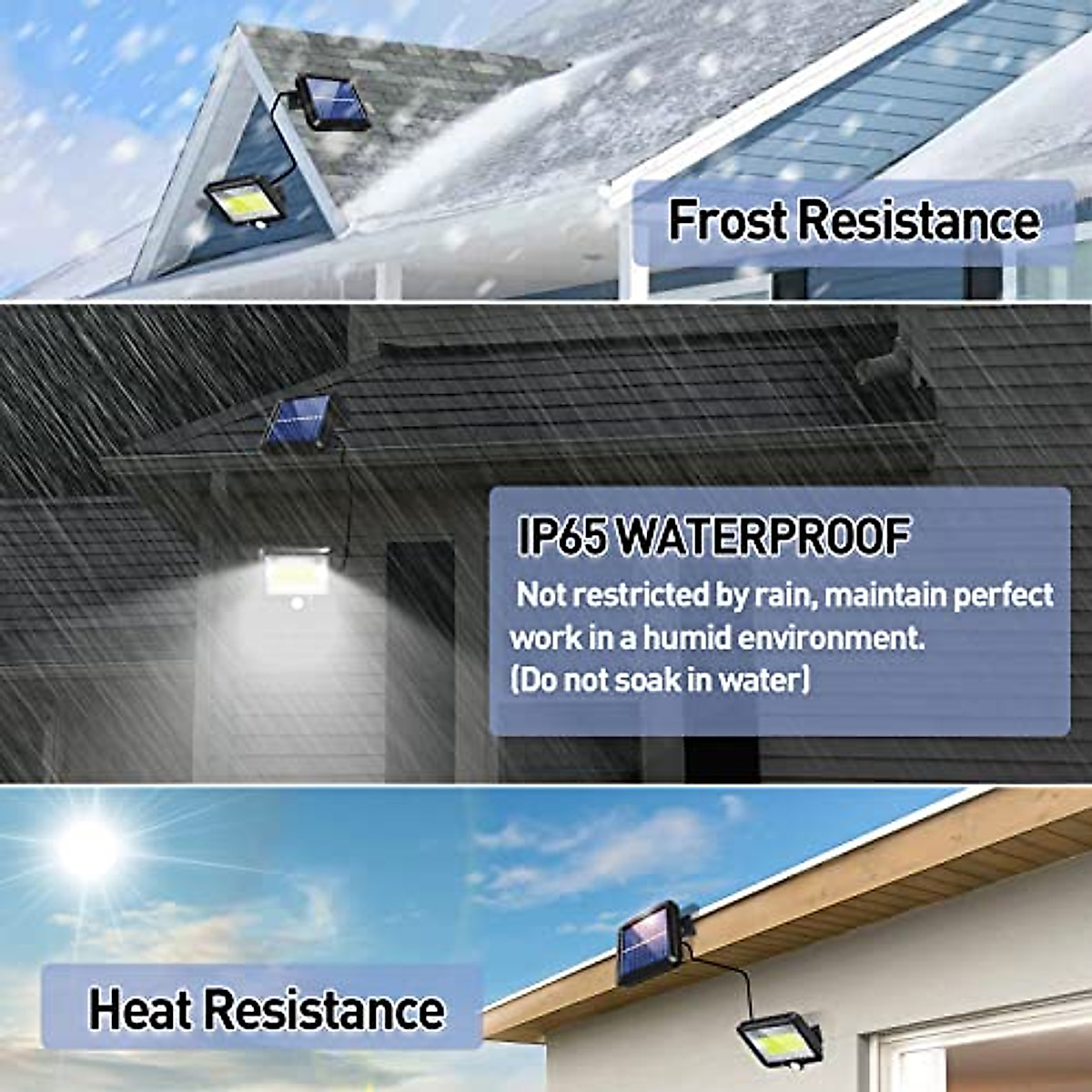 Solar Outdoor Lights Motion Sensor Waterproof LED Solar Flood Lights 2 Pack Solar Powered Security Light Outside Luces Solares Para Exteriores with 3 Lighting Mode 16.4Ft Cable for Yard Garden Garage