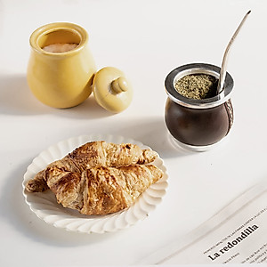 thebmate [Premium Yerba Mate Cup (Mate Gourd) - Crafted Ceramic Teacup - Brown Leather Wrapped Handmade in Uruguay - Mate Tiny - Camionero Style (Dark Brown)