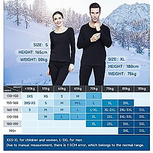 J JINPEI Heated Thermal Underwear for Men Women, Heated Long Underwear Johns Base Layer Sets (L) Black