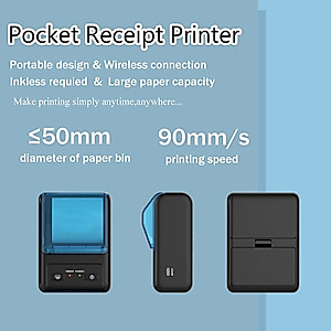 Meihengtong Bluetooth Receipt Printer Thermal Portable Wireless POS Printer for Small Business 58mm Mini Mobile Ticket Printer for Android & Windows