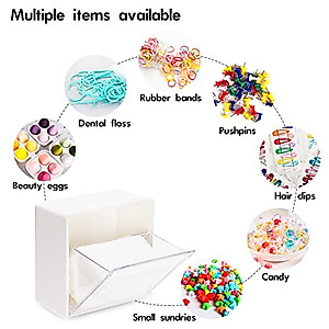 Temrudow 4 Pack Wall Mounted Qtip Holder Canisters for Cotton Swab, Floss, Cotton Ball, Cotton Round PadsWhite Qtip dispenser Qtip Jars with lid for Bathroom by Gusame