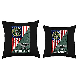 Retired Army Apparel Retired Army Full Bird Colonel Half Rank & Flag Throw Pillow, 16x16, Multicolor