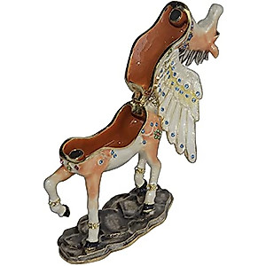 MIXDOM Flying Horse Trinket Box Jewelry Box Hand Painted Decorative Box with Hinged Lid Ring Earring Holder AnimalFigurine Collectible