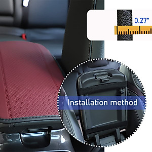 Ziciner Leather Car Center Console Armrest Pad, PU Waterproof Auto Seat Box Cover Protector, Hand Rest Cushion Protection Pad, Vehicles Interior Accessories Universal for Car,SUV (Wine Red)