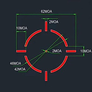 GOWUTAR Multi-Reticle Circle Dot Sight 2 MOA Dot 62 MOA Circle Shake Awake Red Dot Sight Pistol Reflex Sights for RMR Footprint & Picatinny Rails HHC-3C