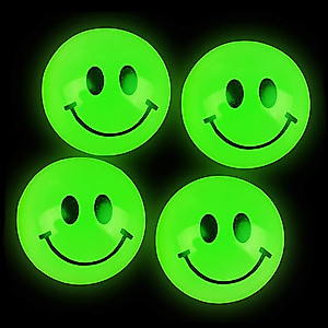 Bedwina Bulk Bouncy Balls Glow in The Dark - 144 Pcs (1inch / 27mm) Diameter, High Bouncing, Small Rubber Smile Face Bouncing Balls for Kids, Vending Machines, Party Favor