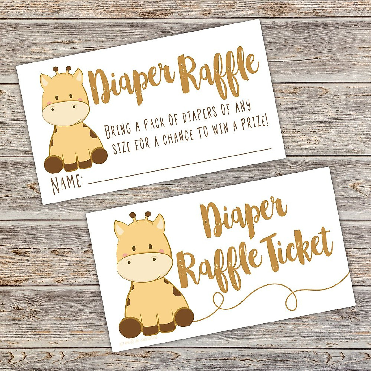 50 Giraffe Diaper Raffle Tickets | Gender Neutral Baby Shower Game