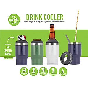 Reduce 14oz 4 pack Beverage and Drink Cooler, Vacuum Insulated Stainless Steel, Can insulator, Coozie for Beer, Soda, Energy Drinks, On-the-Go Multi-Color Can Coolers.Pink Cotton, Glacier, Dark Web