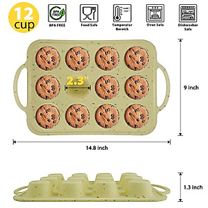 Luckypai Silicone Muffin Pan Cupcake Pan Molds for Baking 12 Cups Stainless Steel Bowl，Muffin Molder for Muffins and Cupcakes—Cupcake silicone molder