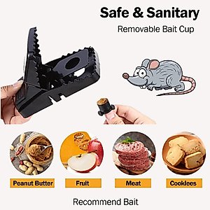 6PK Large Mouse Traps, Pest Control Rat Traps for Instant Kill Results, Large Reusable Rodent Snap Trap for Mice ‘N Chipmunks, Big Outdoor Traps That Also Work Indoor for Home (Large Size)