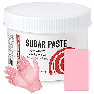 Sugar Paste Organic Waxing for Bikini Area and Brazilian + Applicator and Set of Gloves for Sugaring